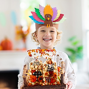 200 Pieces Thanksgiving Treat Bags Fall Cellophane Favor Bags Autumn Plaid Treat Bags Maple Leaves Pumpkin Fall Candy Bags with Twist Ties for Thanksgiving Fall Autumn Party Supplies