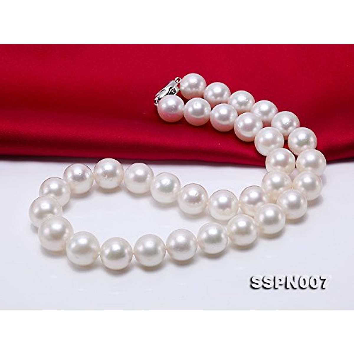 JYX Pearl Necklace 12-14mm White South Sea Pearl Necklace AAAA Round Women Sea Water Pearl Necklace 18"