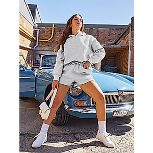 AUTOMET Womens Lounge Sets 2 Piece Outfits Oversized Hoodies Sweatsuit Casual Sweat Shorts Fall Fashion Clothes 2025 Grey M