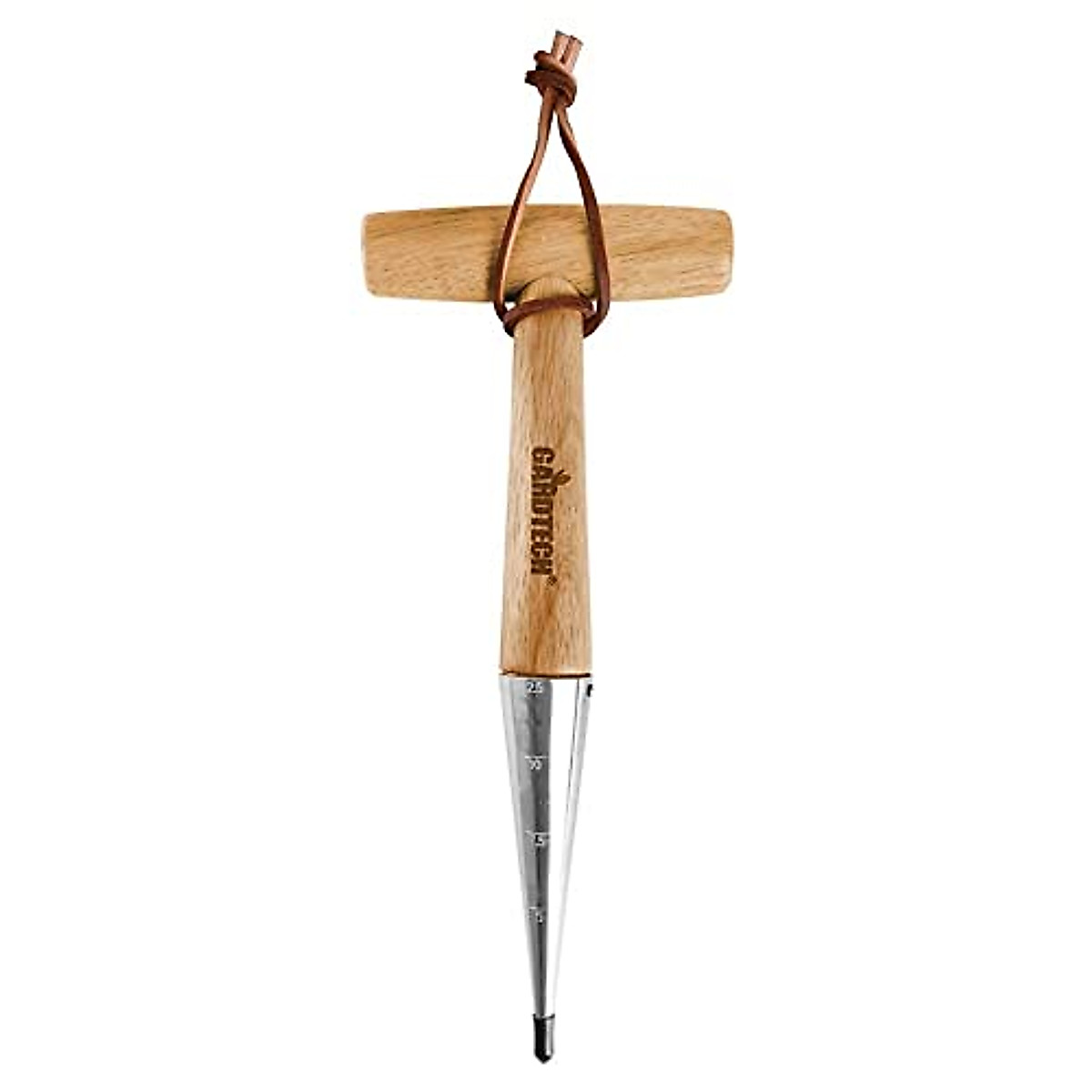 Gardtech Hand Dibber with Wooden Handle, Chrome Coated Stainless Steel Head - Lightweight Sturdy Hand Held Bulb Planter for Tulip Daffodil Crocus Garden Tool (Dibber)