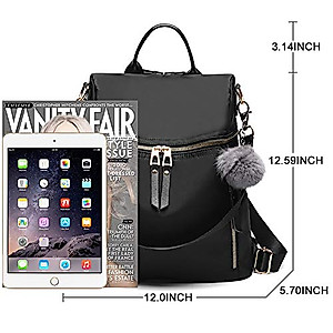 Designer Nylon Backpack Purse Multifunctional Ladies Backpacks Solid Shoulder Headphone Plug Bags for Womens Book Bags (black-nylon)