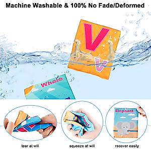 Adpartner Baby Soft Alphabet Cards Toy, 26Pcs ABC Learning Flash Cards with Drawstring Storage Bag, Washable Cloth Letter Cards Early Educational Toys for 0 1 2 3 Years Old Babies Infants Toddlers