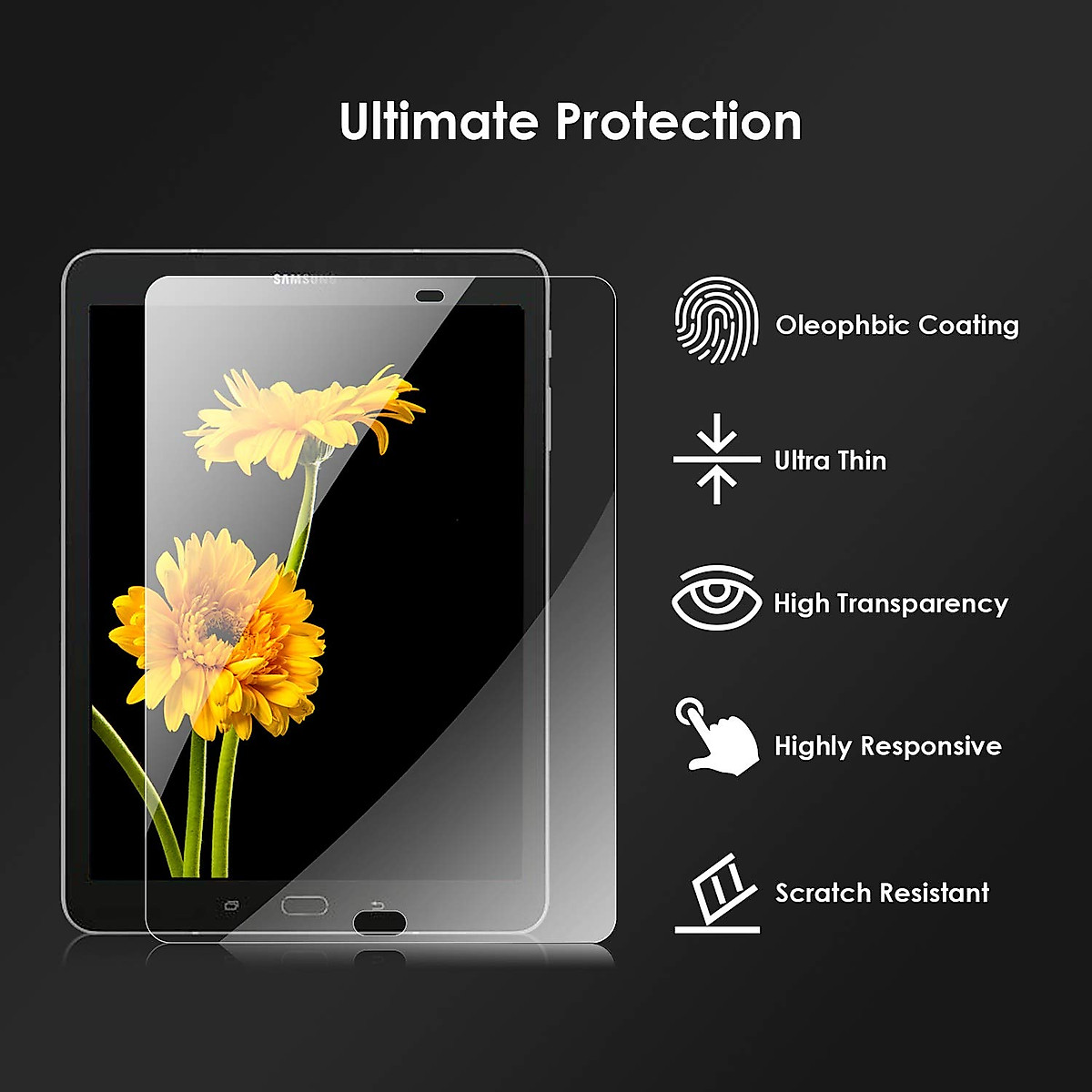 DETUOSI [2-PACK Screen Protector for Samsung Galaxy Tab S2 9.7" 2015 (SM-T810/ T813/ T817T/ T817V), Ultra-Clear/Case Friendly/Touch Sensitive/Anti-Scratch Mica Galaxy Tab S2 9.7" Tempered Glass