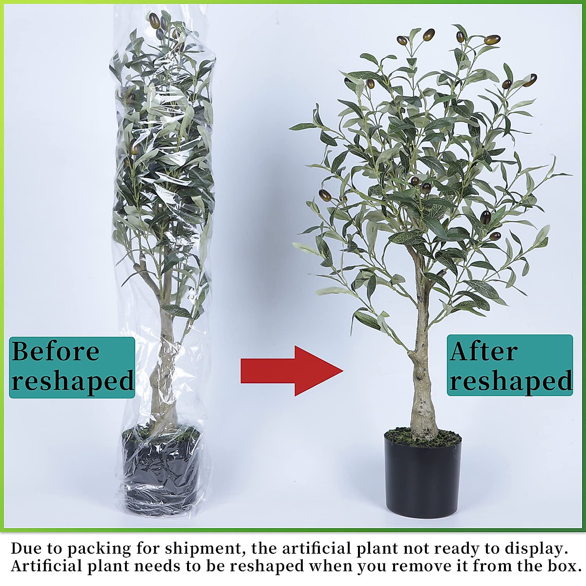 AntHousePlant Artificial Topiary Olive Tree 32 Inch Fake Olive Topiary Silk Tree Faux Olive Plant for Indoor Outdoor Home Office Garden Decor