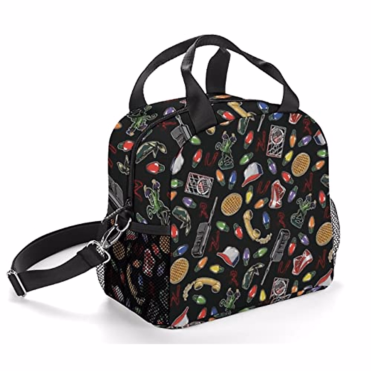 CHSSONG Insulated Lunch Bag Stranger ST Dinner Bag Lunch Box Leakproof Cooler Portable Handbag Reusable Thermal Tote Bag For School Office Picnic, ST-Black, 25.5x22.5x16.5cm(10x8.9x6.5inch)