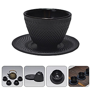 Veemoon Japanese Tea Cups Set Cast Iron Tea Cup with Saucer Asian Tea Cups Tea Mug Chinese Kung Fu Tea Cup Gaiwan for Home Restaurant