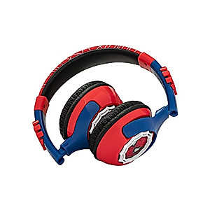 eKids Spiderman Kids Bluetooth Headphones, Wireless Headphones with Microphone Includes Aux Cord, Volume Reduced Kids Foldable Headphones for School, Home, or Travel