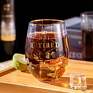 ZCLOMOLC Great Retirement Gifts for Women & Men 2024! This retirement stemless wine glass is a great gift for retirement, going away, Christmas, Thanksgiving, Fathers Day, birthday.