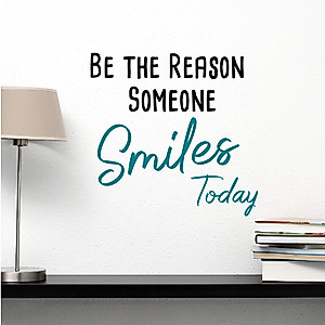 Be The Reason Someone Smiles Today-Inspirational Quotes Wall Decals-Vinyl Stickers for Bedroom Living Room School Office Home Decor