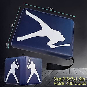Baseball Card Binder Trading Card Albums: Fits 400 Cards with 50 Removable Sleeves Sports Games Card Protector Holder Blue