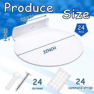 Juexica 24 Pcs White Acrylic Floating Action Figure Wall Shelf 3 Inch Wall Display Shelf for Collectibles Display Ledges Stand Holder Wall Mount Storage Organizer for Toys Action Figure Display Case