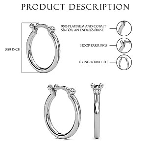 SHOP LC RHAPSODY 950 Platinum Hoop Earrings for Women 1.80 Grams Engagement Anniversary Wedding Promise Birthday Gifts for Women