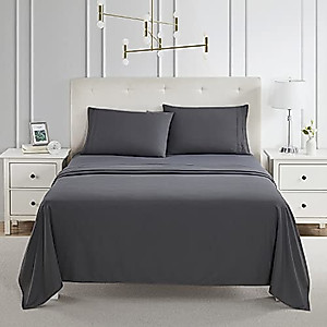 Nestl Split King Sheets for Adjustable Beds - 5 Piece Split King Sheets Set, Deep Pocket, Hotel Luxury, Extra Soft, Breathable and Cooling, Grey Split King Bed Sheets