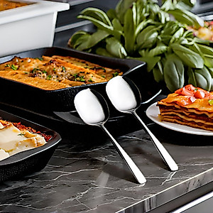 SIAIQIANG X-Large Serving Spoons Set,Foodgrade 18/8 Stainless Steel Serving Spoons,9.8 Inch Large Serving Utensils of Spoons Set,Serving for Salads Pasta Platters Mashed Potatoes Buffets Etc (2 pc)