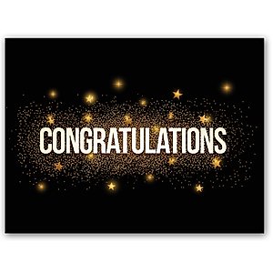 Small World Greetings Large Black and Gold Congratulations Card from Group - Blank Inside With Envelope - 11.75" x 9" - Farewell, Graduation, Anniversary, and More