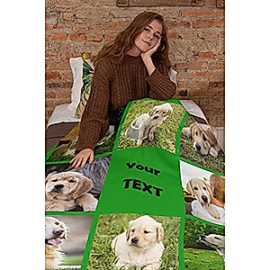 Custom Blanket with 8 Photo and Text Customized Flannel Throw Blanket Personalized Blanket Family Birthday Wedding Gift Sofa Bedroom Living Room 120"x90"