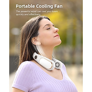Koonie Neck Fan Rechargeable 5 Speeds, Portable Personal Fan, Hands Free Bladeless Fan, Battery Operated Wearable Fan Adjustable, Screen Design, 4-12 Hours, Cooling Fan For Travel, Outdoor, Indoor