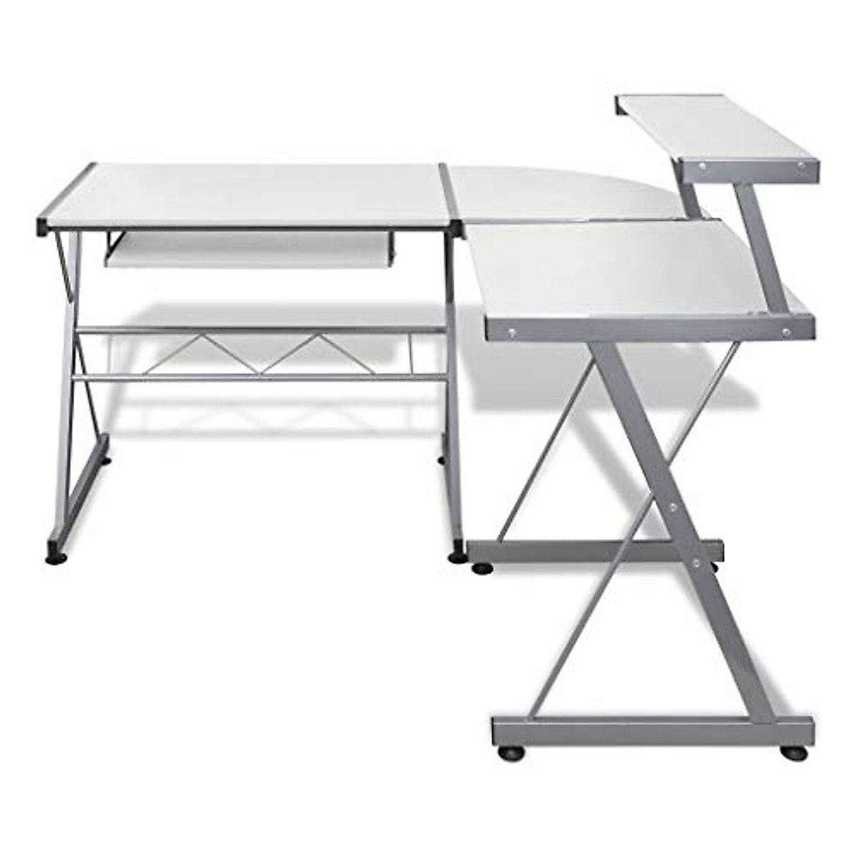 Gaming Desk Corner Desk Modern L-Shaped Desk Computer Office Desk Workstation for Home Office Small Space,with Pull Out Keyboard Tray (White)