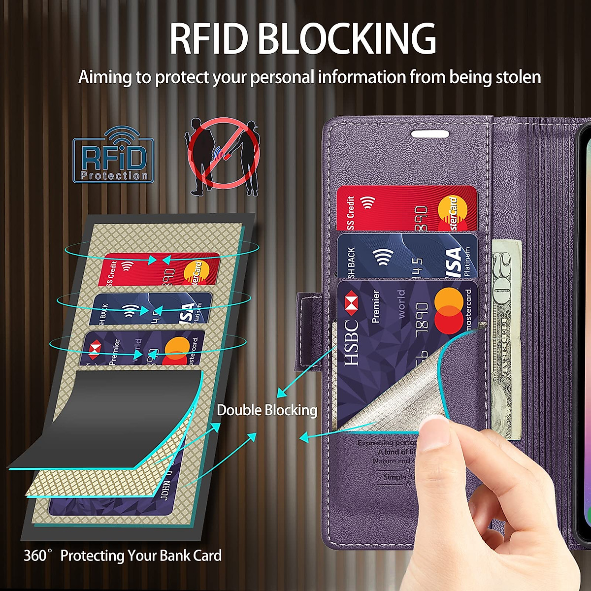 Samsung S20+ Plus Wallet Case with Card Holder Kickstand Magnetic,Leather Flip Case for Samsung Galaxy S20+ Plus 6.7 Inch[Not for S20 or Ultra] (Purple)