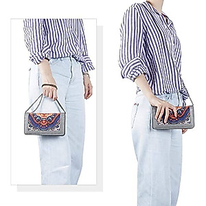 Women's Large Wallet Small Canvas Crossbody Bag Shoulder Cell Phone Pruse Handbag with Chain (Gray)