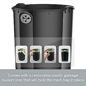 Retro Trash Can with Lid - 5L/1.3 Gal Step Trash Can w/ Soft Closing Lid - Round Garbage Can w/ Handles - Touchless Trash Can w/ Removable Garbage Guard Bucket - Outdoor Garbage Bin - Small Trash Can, Green