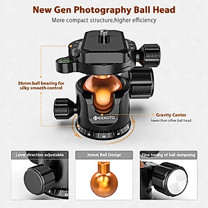 GEEKOTO Tripod, Camera Tripod for DSLR, Compact Aluminum Tripod with 360° Ball Head, 62 Inch Professional Tripod with 1/4 Inch Quick Release Plate, for Video Conferencing, Travel and Work