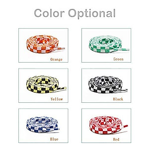 Juipniss Fashion Sneaker Shoe Laces Colors Checkered Grid Flat Printing Shoelaces (45'' colored)
