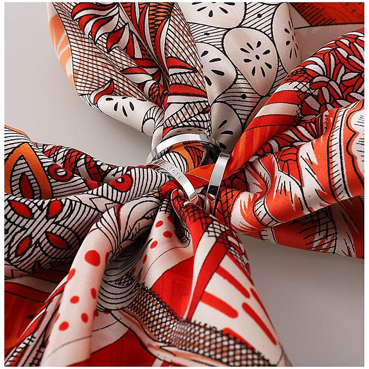 2PCS(Golden + Silver) Women Lady Girls Three Ring Fashion Scarf Ring Buckle Modern Simple Triple Slide Jewelry Silk Scarf Clasp Clips Clothing Wrap Holder