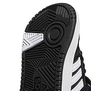 adidas Hoops 3.0 Basketball Shoe, Core Black/White/Grey, 2 US Unisex Little Kid