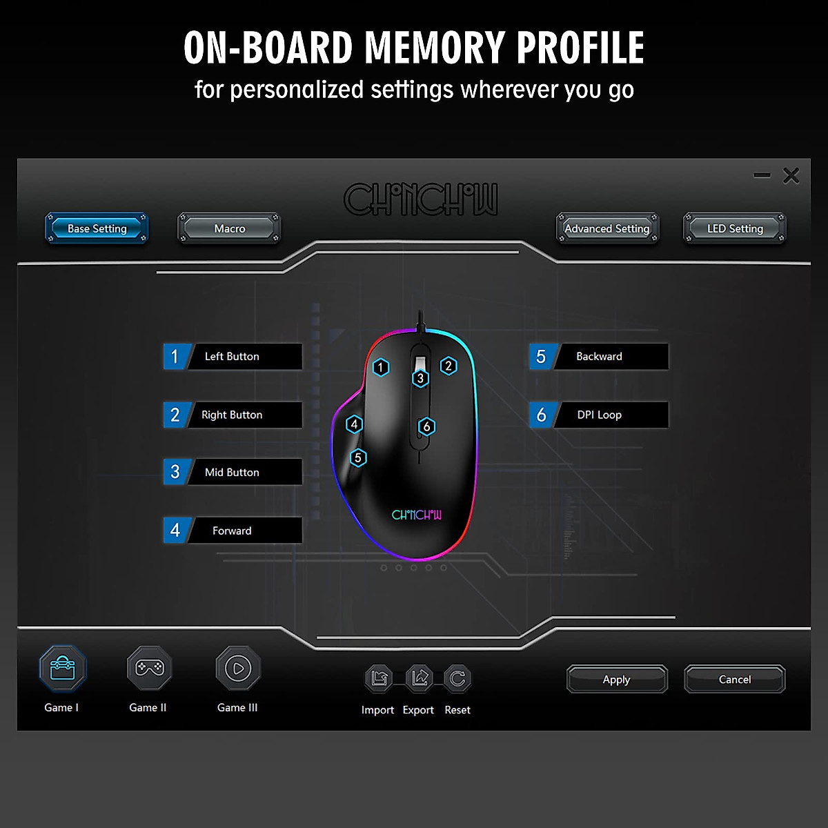 Gaming Mouse Wired, 6 Programmable Buttons, 7 Mode RGB Backlit, 200-7200 DPI Adjustable, High-Performance Gaming Mouse PC Laptop Mac Computer Gaming Mice, Black