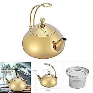 Teakettle Teapot Induction Cooker Pot Kettle Kungfu Tea for Pot Plant 1.5L Planting Pot Potted Plant Stovetop Teakettles (Gold)