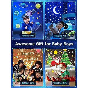 PIKOY Robot Night Light for Kids【12 Films】 Kids Night Light Projector,Bluetooth Music Baby Night Lights for Kids Room, 360° Rotation Rechargable Planets Star Projector Planetarium Projector Lamp