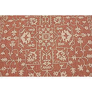 Unique Loom Outdoor Botanical Collection Area Rug - Allover (7' 1" x 10' Rectangle, Terracotta/ Beige)