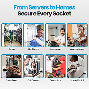 Lock Socket Outlet Lock - Anti Theft Outlet Lock to Secure Three Pronged Plugs, Innovative Way to Prevent Unplugging, Secure Locks for Cords, Includes Security Screw & Allen Wrench - White