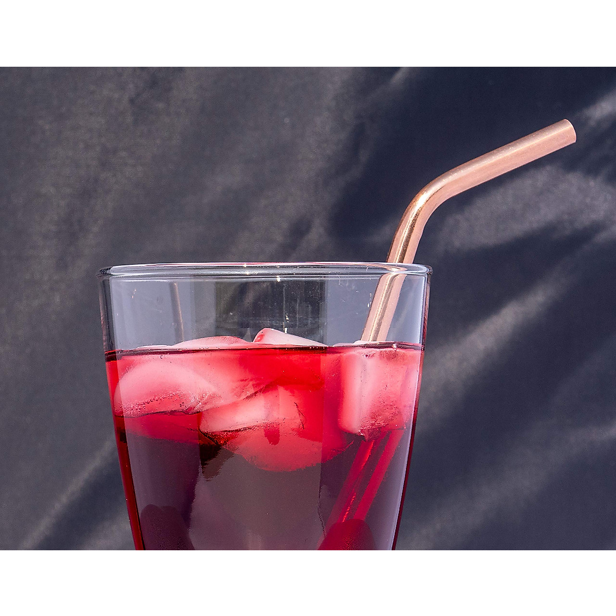 Set of 4 - Bent Pure Copper Drinking Straws in Black Velvet Bag with Cleaning Brush. Part of the 1897 Collection from Cuyahoga Copper