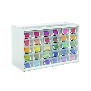 ArtBin 6830PC Store-In-Drawer Cabinets - Wall Mountable Storage Cabinet with 30 Drawers, Art & Craft Organizer, Clear/White