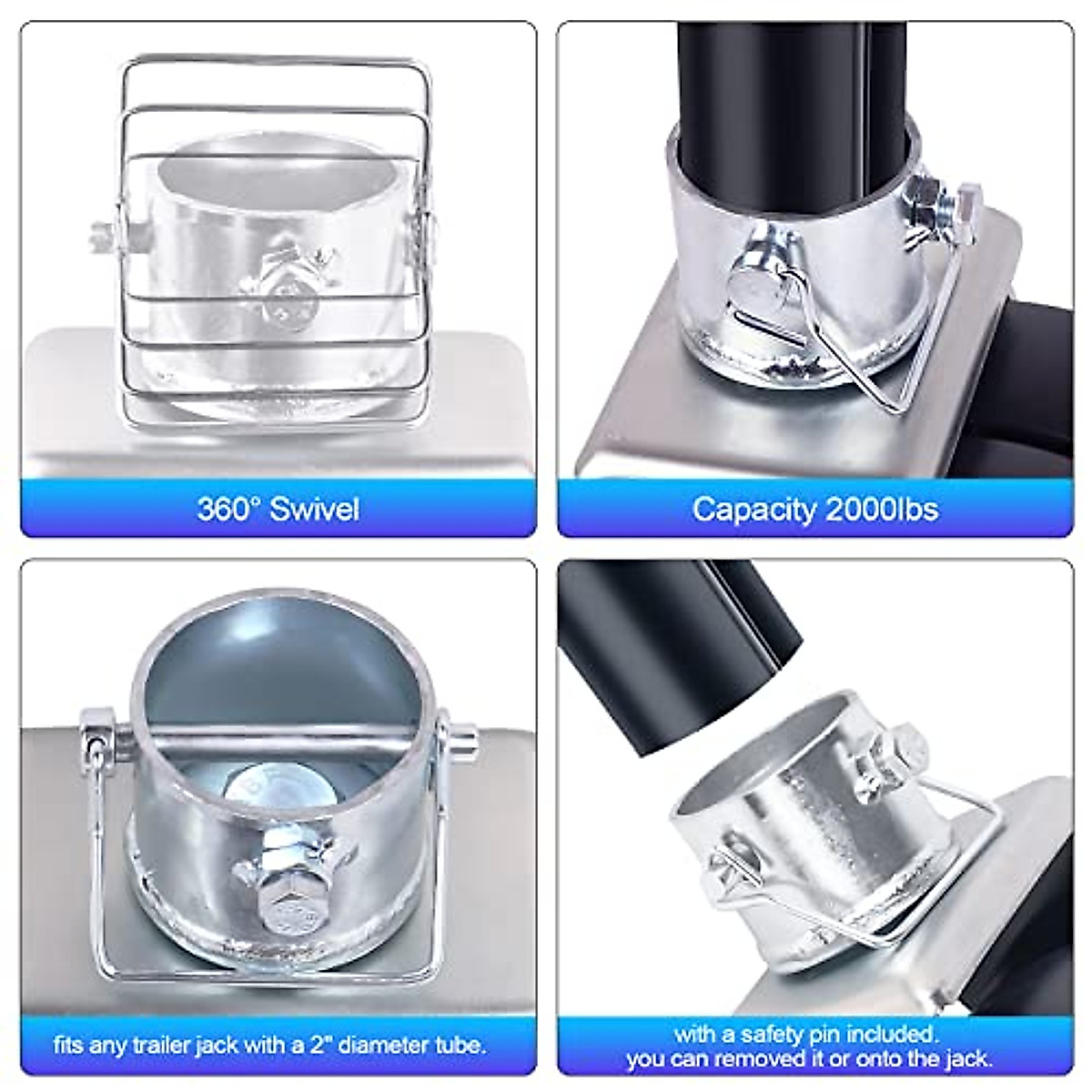 YEOPGYEON Trailer Jack Wheel with Pin - 6" Dual Wheel Jack Caster Wheel Capacity 2000lbs fits Any Jack Better Soft Ground Roll Trailer Parts