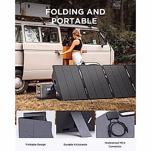 ETFE Solar Panels 400 Watts, BigBlue SolarPowa 400 Portable Solar Charger with Kickstands and MC-4(51.3V/7.8A), IP68 Waterproof, Charge Fast Cellpowa 2500 Power Station for Camping, RV Off Grid System