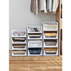 4-Pack Foldable Wardrobe Storage Box,Stackable Clothes Drawer Organizer,Closet Container Bin,Plastic Closet Organizer Basket,Collapsible Large Capacity Shelves Storage Bin for Office, Kitchen,Bedroom