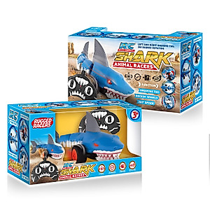 Rugged Racers Animal Racer Remote Control Cars – Monster Truck RC Toys for Kids – Shark –Big Wheels Racing All Terrain Vehicle - Sweeping Tail and 360-Degree Spin – Ideal for Toddlers, Boys and Girls