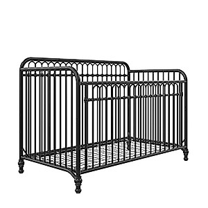 Little Seeds Raven 3-in-1 Convertible Metal Crib, JMPA Certified, Black