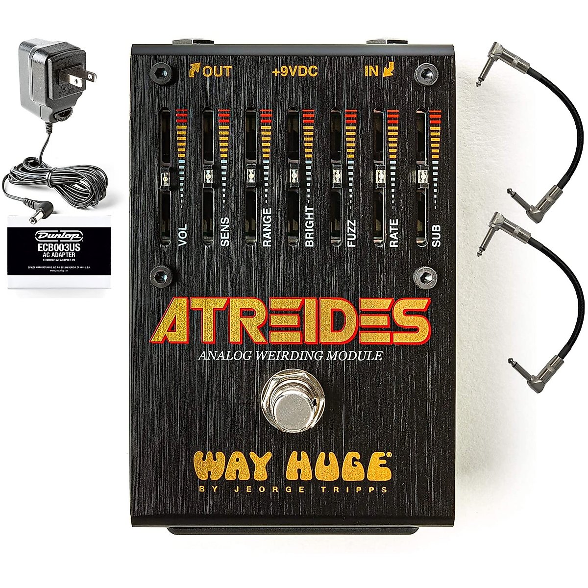 Briskdrop Way Huge WHE900 Atreides Analog Weirding Module Pedal Bundle with Dunlop ECB003 Power Supply & Patch Cables, WHE900-ECB003