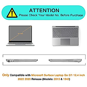 MOSISO Case Only Compatible with Microsoft Surface Laptop Go 2/1 12.4 inch 2022 2020 Release (Models: 2013 & 1943), Protective Glitter Sparkly Plastic Hard Shell Case Cover, Transparent