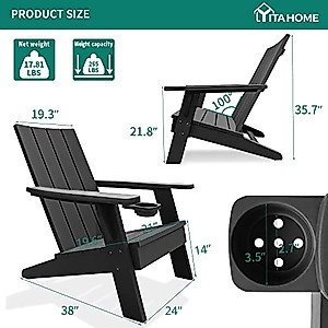 YITAHOME Adirondack Chair with Cup Holder Weather Resistant Resin Adirondack Chairs for Outdoor Garden Lawn Yard Garden Patio Deck Fire Pit