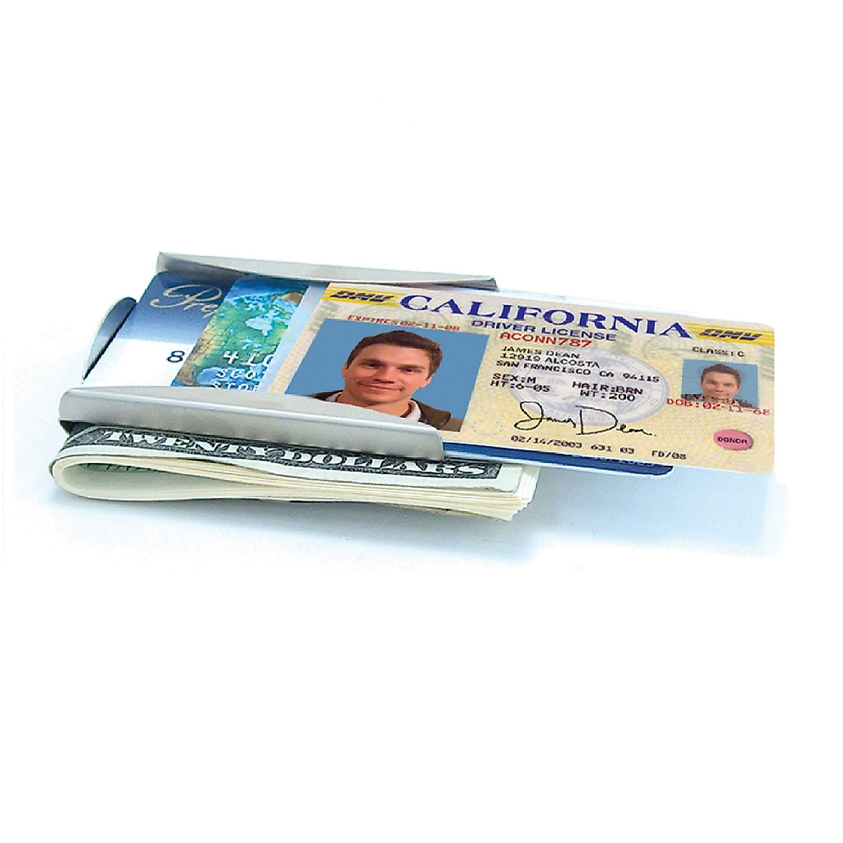 Storus Smart Money Clip + Credit Card Holder Pocket Wallet, Slim Minimalist Double-sided Metal Wallet for Men, Father's, Gift - Polished Stainless Steel