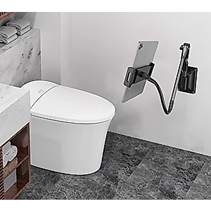 BEATYLIFE Wall Mount Tablet Phone Holder for Bed Kitchen Hair Salon Studio, Gooseneck Flexible Arm Clip Wall Tablet Cell Phone Stand, Compatible with iPhone, iPad, Fire HD 8, Galaxy Tabs 4.7"-11"