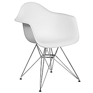 Flash Furniture Alonza Series White Plastic Chair with Chrome Base