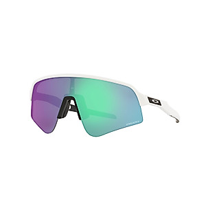 Oakley Men's Oo9465 Sutro Lite Sweep Rectangular Sunglasses, Matte White/Prizm Road Jade, 39 mm