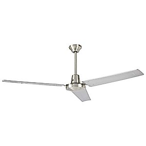 Amazon Basics 56-Inch Industrial Style Ceiling Fan - Includes Wall Control - Three Steel Blades, Brush Nickel Finish