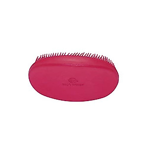 Grewal Equestrian Oval Face Grooming & Bathing Curry Brush for Horses, Dogs, Cats, & Other Pets - Very Soft Bristles (Pink)